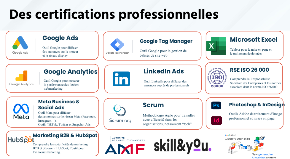 Des certifications professionnelles pour les étudiants